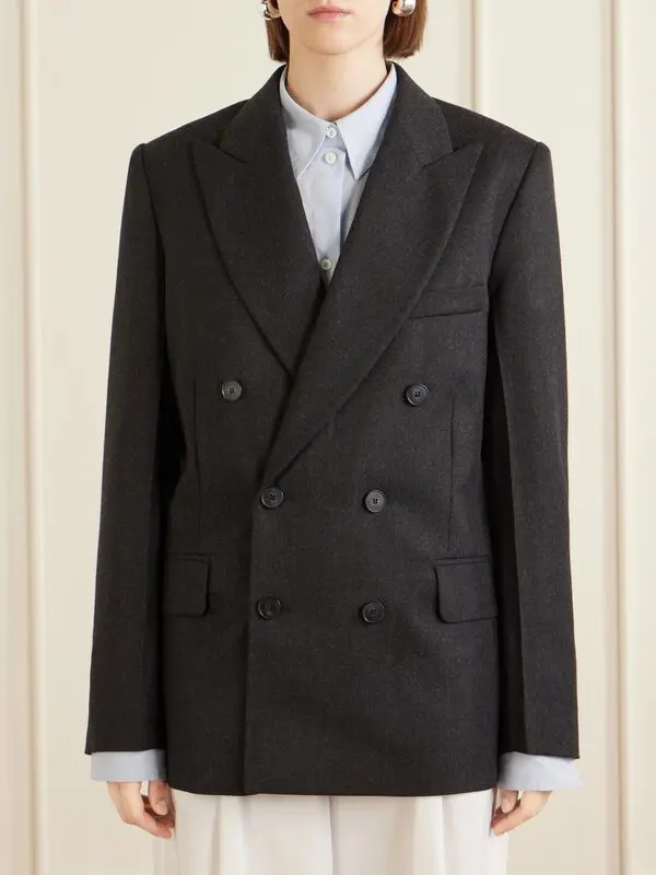 Victoria Beckham Beatrice Double-breasted Wool Blazer - Gray