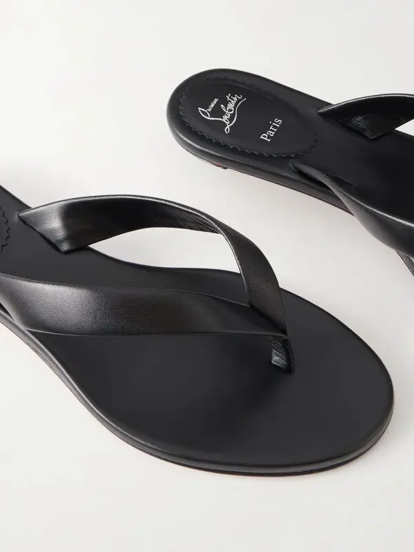 CHRISTIAN LOUBOUTIN Miss Z Leather Thong Sandals - Black