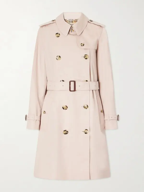 Burberry Kensington Double-breasted Belted Cotton-gabardine Trench Coat - Pink