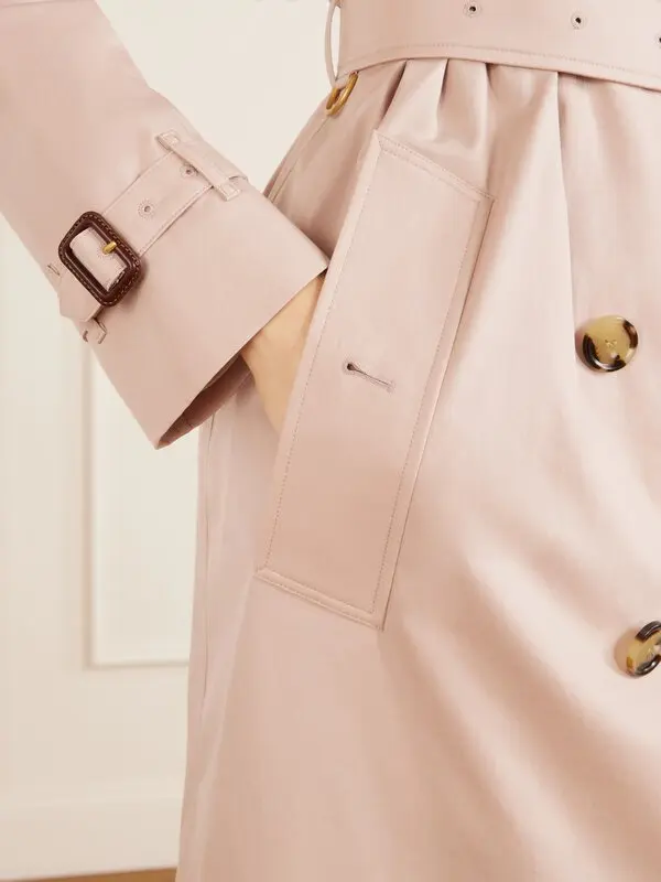 Burberry Kensington Double-breasted Cotton Gabardine Trench Coat - Pink