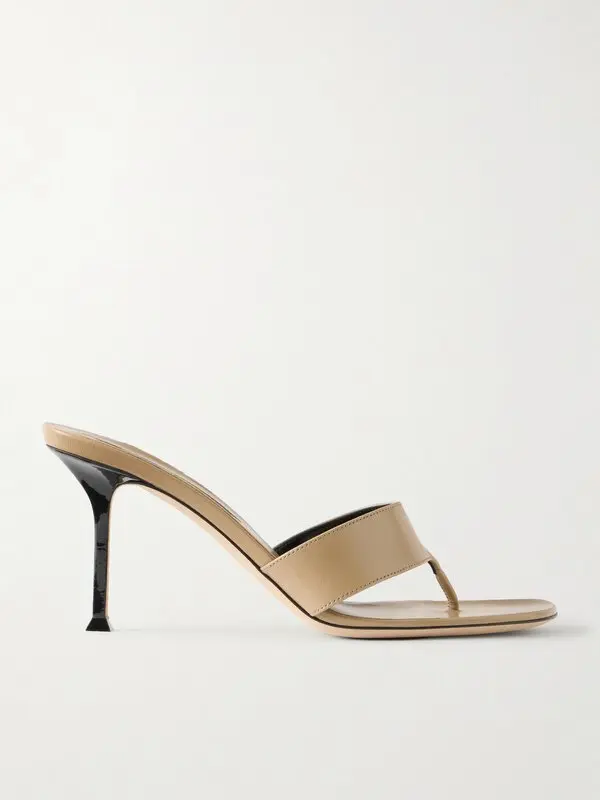 CHRISTEN Helix 75 Leather Thong Sandals - Brown