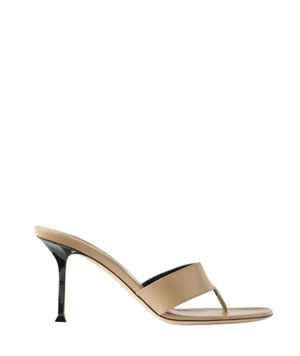CHRISTEN Helix 75 Leather Thong Sandals - Taupe