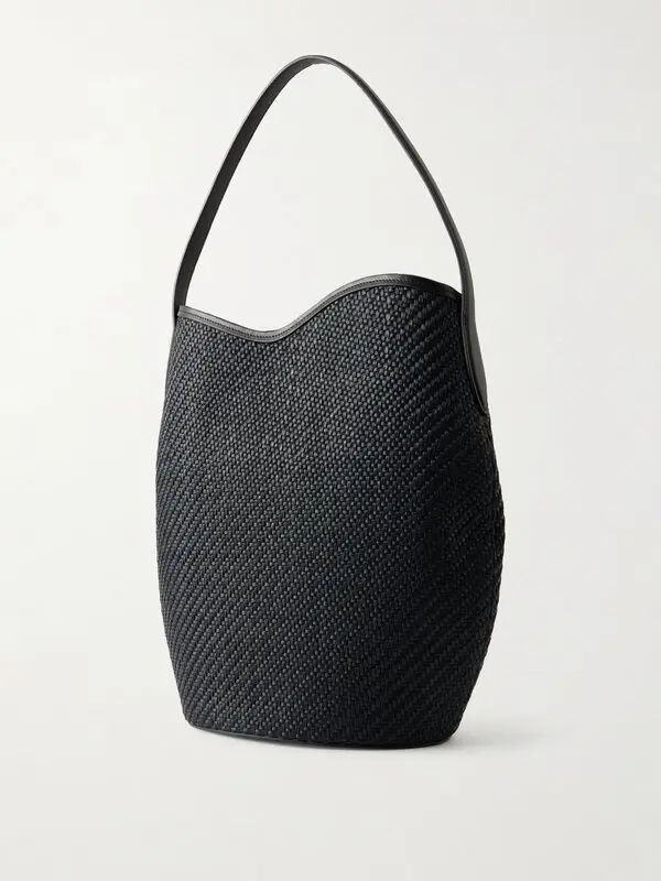 LIFFNER Belted Bucket Raffia Bag - Black