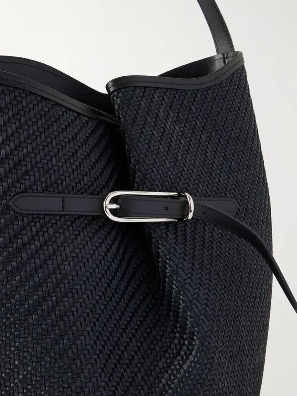 LIFFNER Belted Bucket Raffia Bag - Black