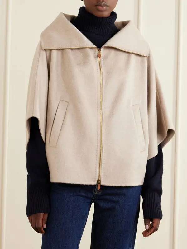 Max Mara Draped Cashmere Short Coat - Neutrals