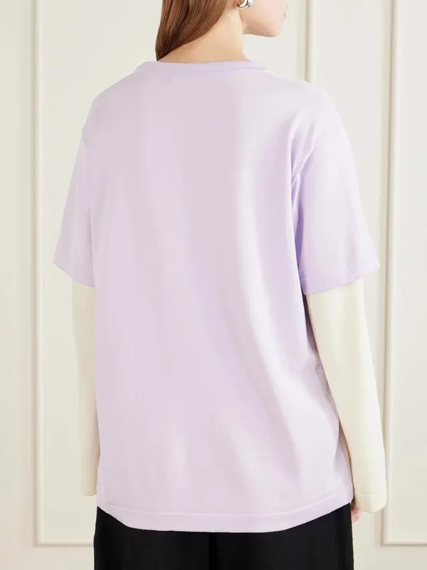 Daughter Ribbed-knit Cotton T-shirt - Purple