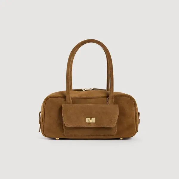 Sandro Ezmehralda Suede Bowling Bag - Beige