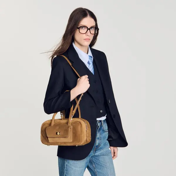 Sandro Ezmehralda Suede Bowling Bag