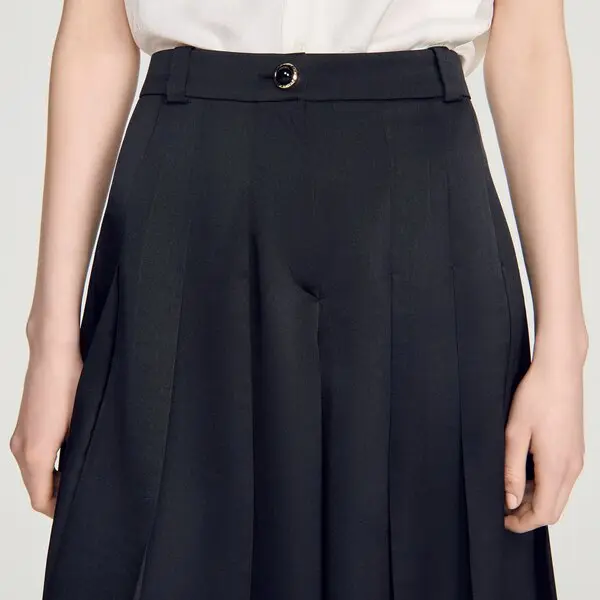 Sandro Long High-waisted Pleated Shorts