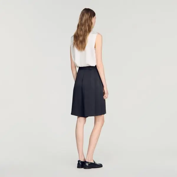 Sandro Long High-waisted Pleated Shorts