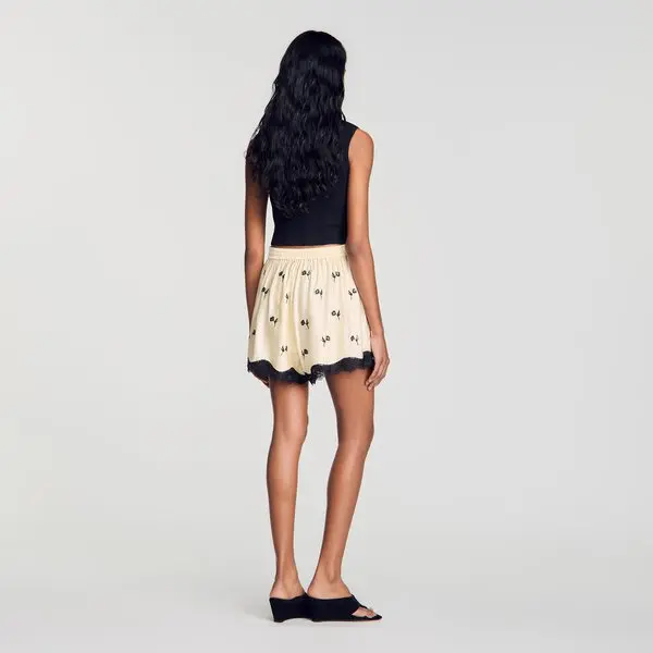 Sandro Embroidered Floral Shorts