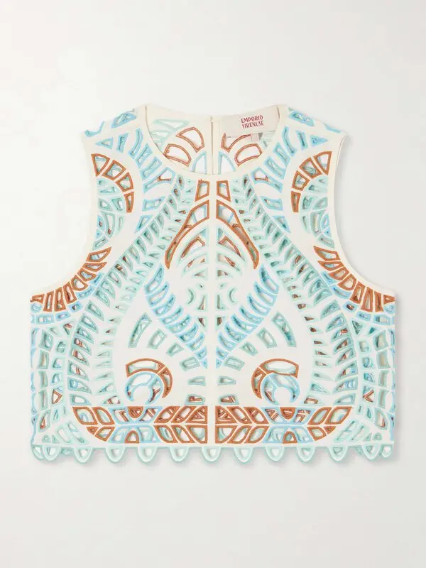 EMPORIO SIRENUSE Ada Brisé Mare Broderie Anglaise Top - Cream