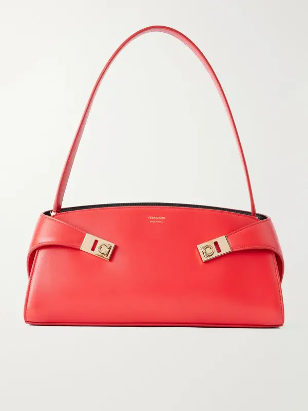 FERRAGAMO Hug Leather Shoulder Bag - Red