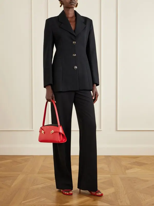 FERRAGAMO Hug Leather Shoulder Bag - Red