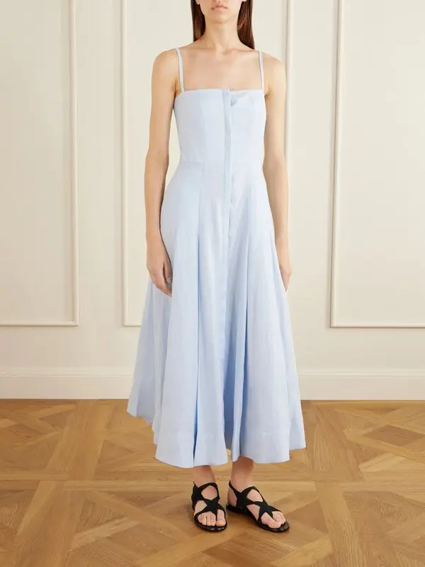 Gabriela Hearst Magritte Linen Midi Dress - Blue
