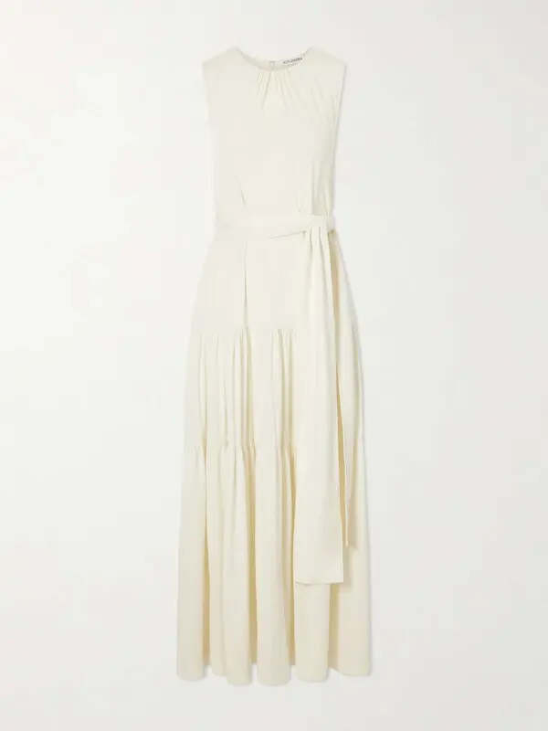 Altuzarra Liza Belted Tiered Jersey Maxi Dress - Ivory