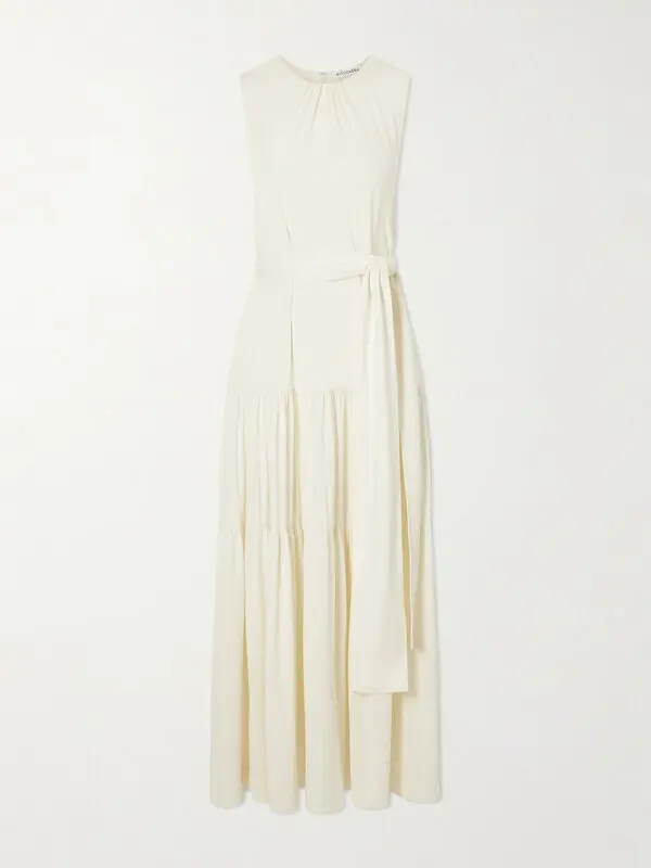 Altuzarra Liza Belted Tiered Maxi Dress - Neutrals