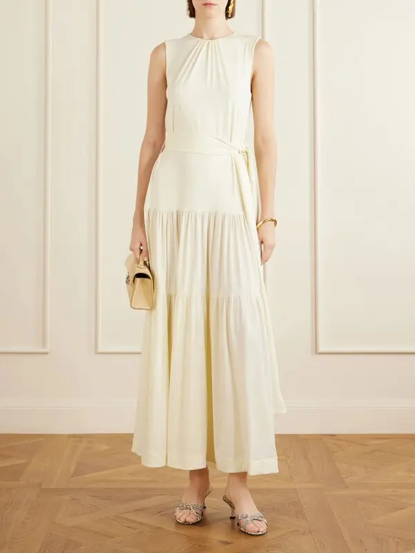 Altuzarra Liza Belted Tiered Maxi Dress - Neutrals