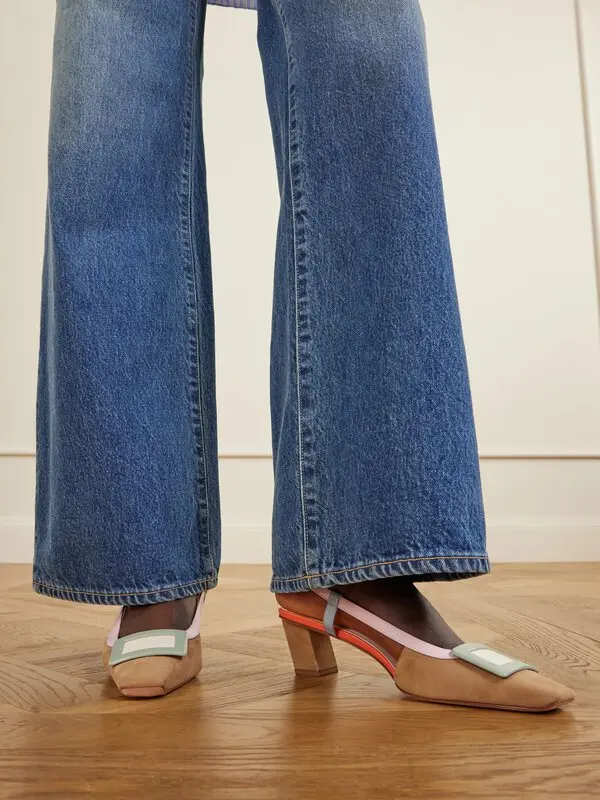ROGER VIVIER Belle Vivier 45 Buckled Suede Slingback Pumps - Multi