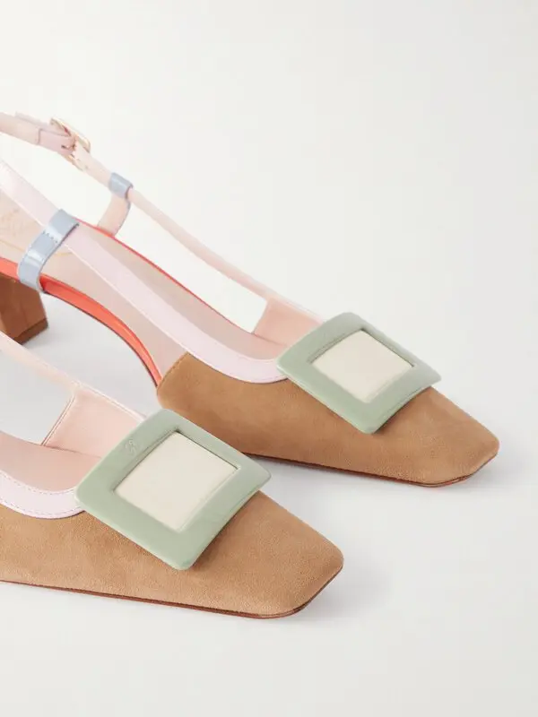 ROGER VIVIER Belle Vivier 45 Buckled Suede Slingback Pumps - Multi