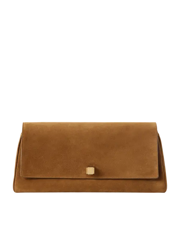Khaite Audrey Suede Clutch - Brown
