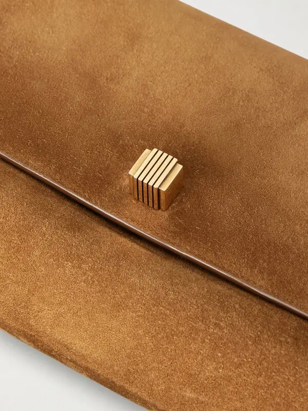 Khaite Audrey Suede Clutch - Brown
