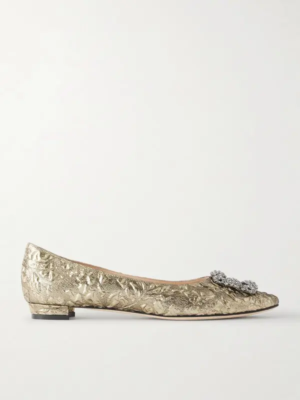 Manolo Blahnik Emilia Wickstead Hangisi Ballet Flats - Gold