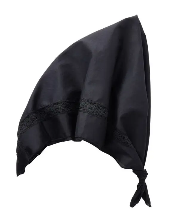 Staud Da Adolfo Sunny Lace-trimmed Cotton Headscarf - Black