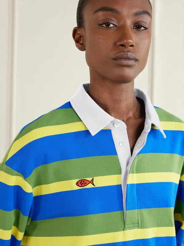 Staud Adolfo Gavin Striped Cotton-blend Polo Shirt