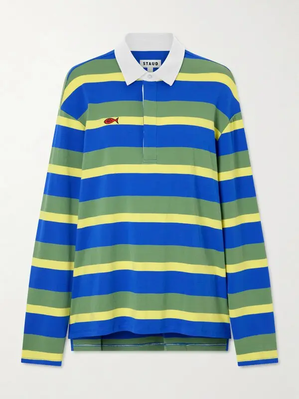 Staud Gavin Striped Cotton-blend Shirt - Blue