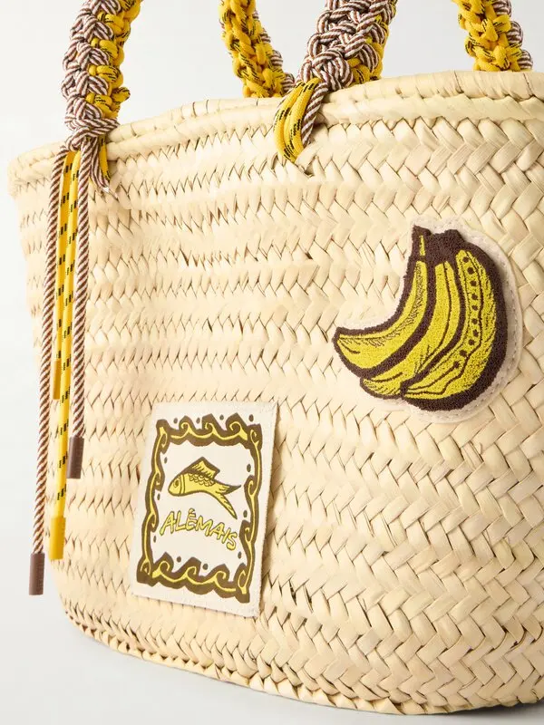 ALEMAIS Mona Logo-appliquéd Woven Raffia-effect Bucket Bag
