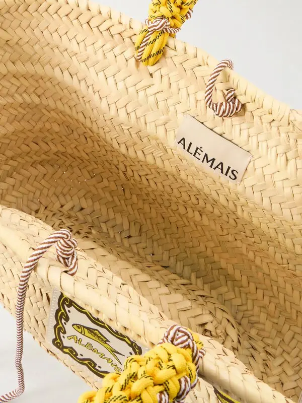ALEMAIS Mona Logo-appliquéd Woven Raffia-effect Bucket Bag