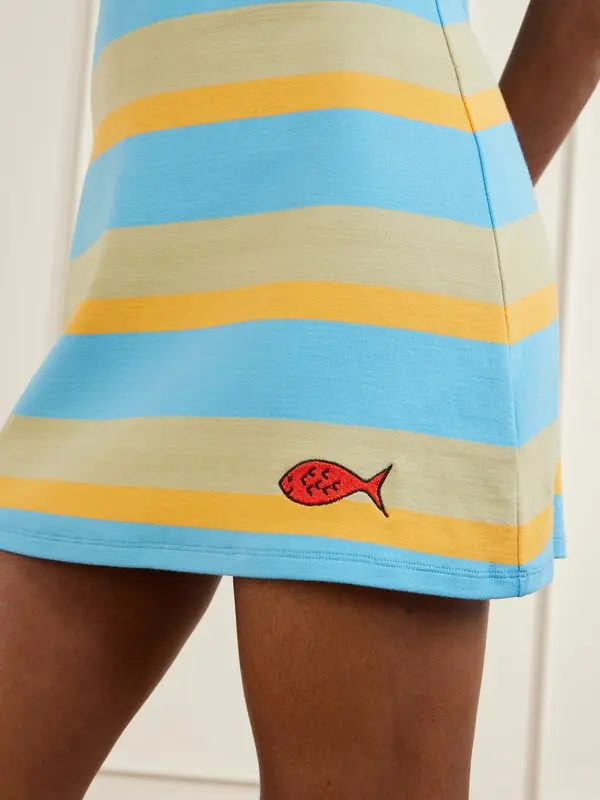 Staud Da Adolfo Vespa Striped Cotton-blend Mini Dress