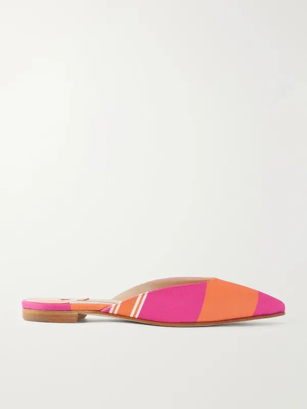 Manolo Blahnik Emilia Wickstead Striped Twill Mules - Pink