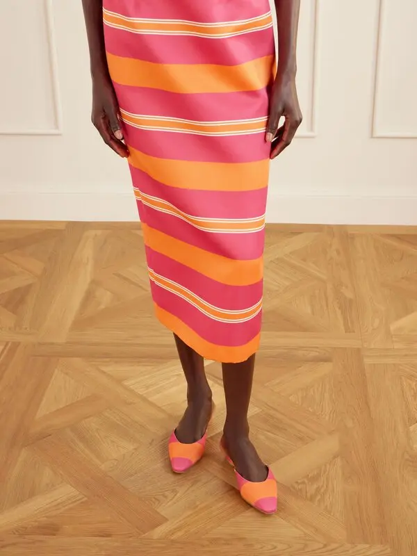 Manolo Blahnik Emilia Wickstead Striped Twill Mules
