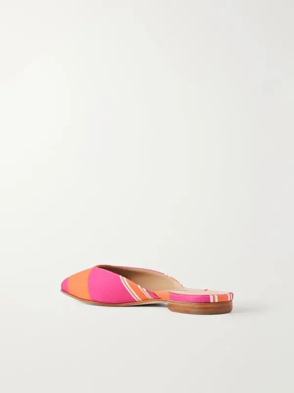 Manolo Blahnik Emilia Wickstead Striped Twill Mules