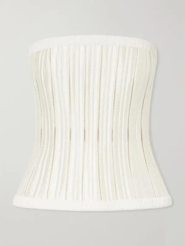 DANIELLE FRANKEL Ivy Cotton-blend Twill Bustier Top - Neutrals
