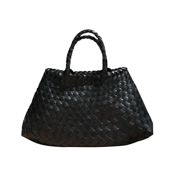 RIMINI Woven Vegan Leather Tote 'elisabetta - Black