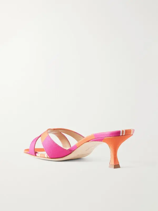 Manolo Blahnik Emilia Wickstead Callamu 50 Striped Grosgrain Mules - Pink