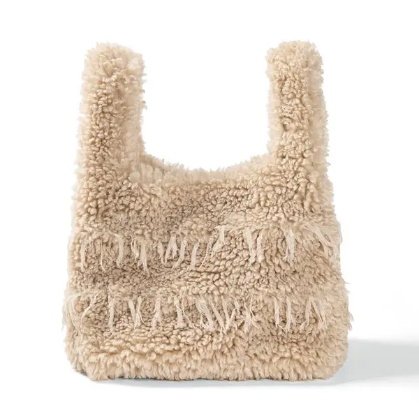 JAKKE Neutrals Bertha Bag Cream Lines - White