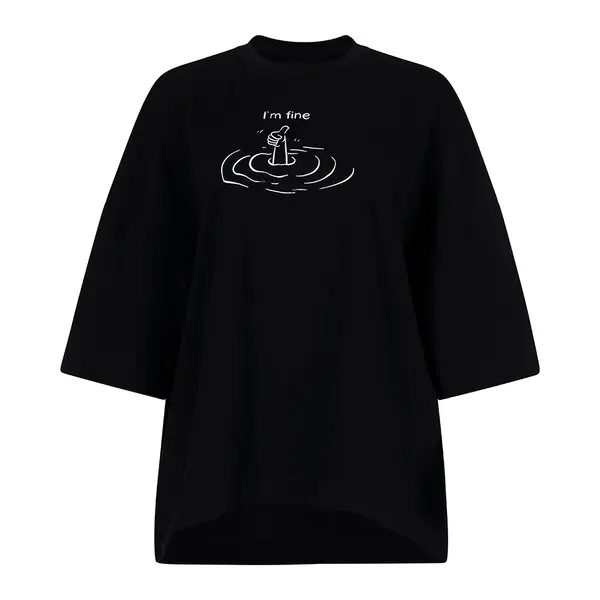 CLOTHES BY LOCKER ROOM Oversized I’m Fine Graphic T-shirt - Black