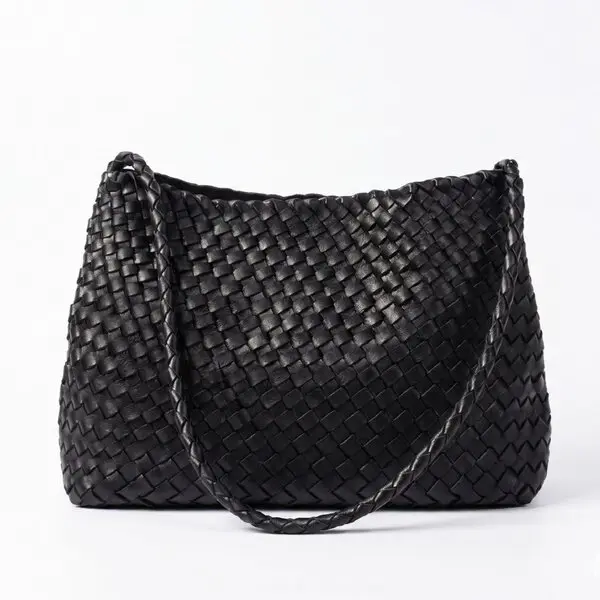 RIMINI Hand Weaving Vegan Leather Shoulder Bag 'suzy - Black
