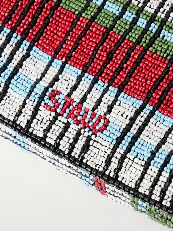 Staud Adolfo Timmy Beaded Shoulder Bag - Red