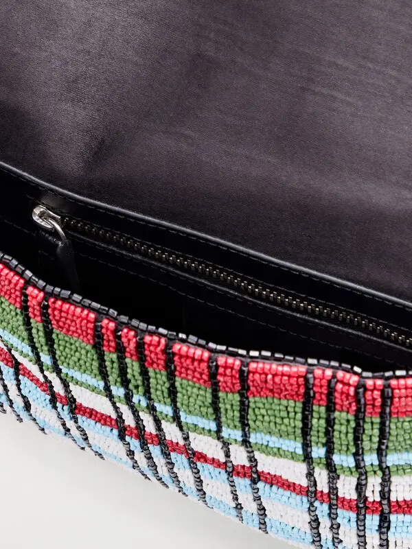 Staud Adolfo Timmy Beaded Shoulder Bag - Red