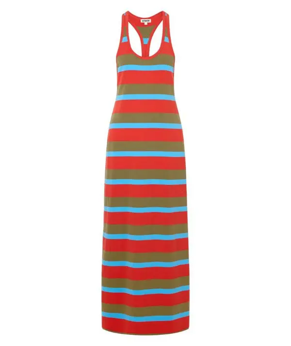 Staud Encino Striped Cotton-blend Maxi Dress - Multi