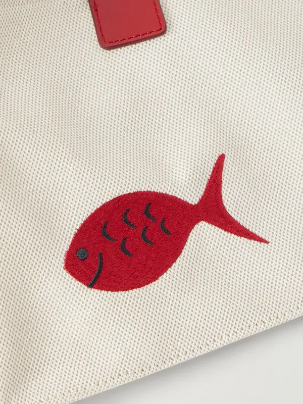 Staud Adolfo Port Logo Embroidered Canvas Tote