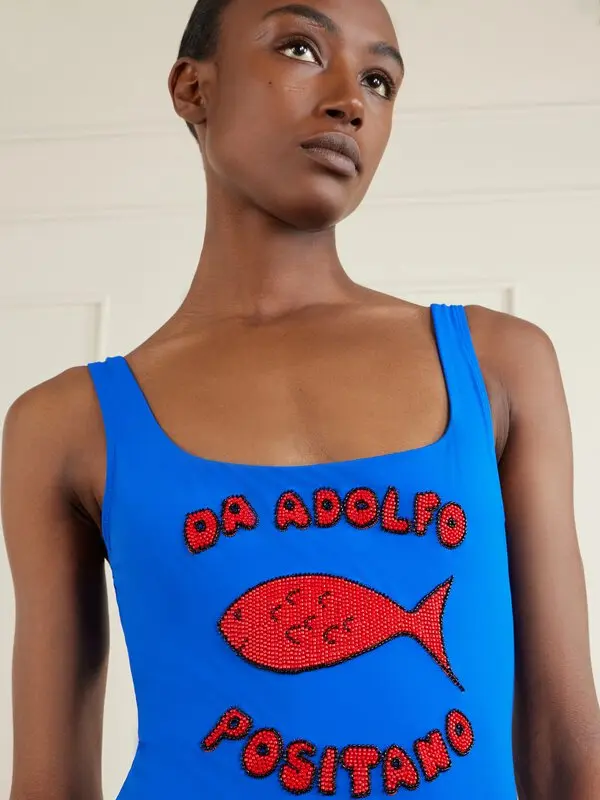 Staud Adolfo Lea Beaded Swimsuit