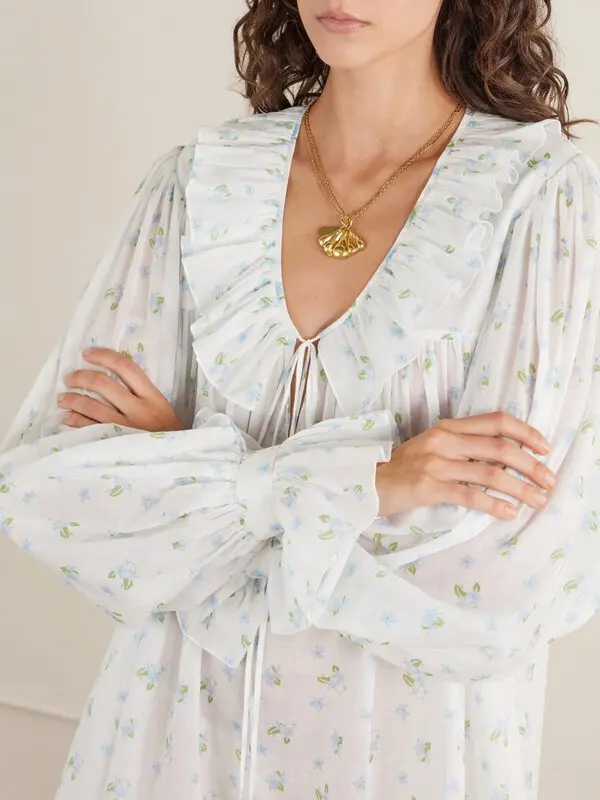 Chloé Ruffled Floral-print Cotton-voile Mini Dress