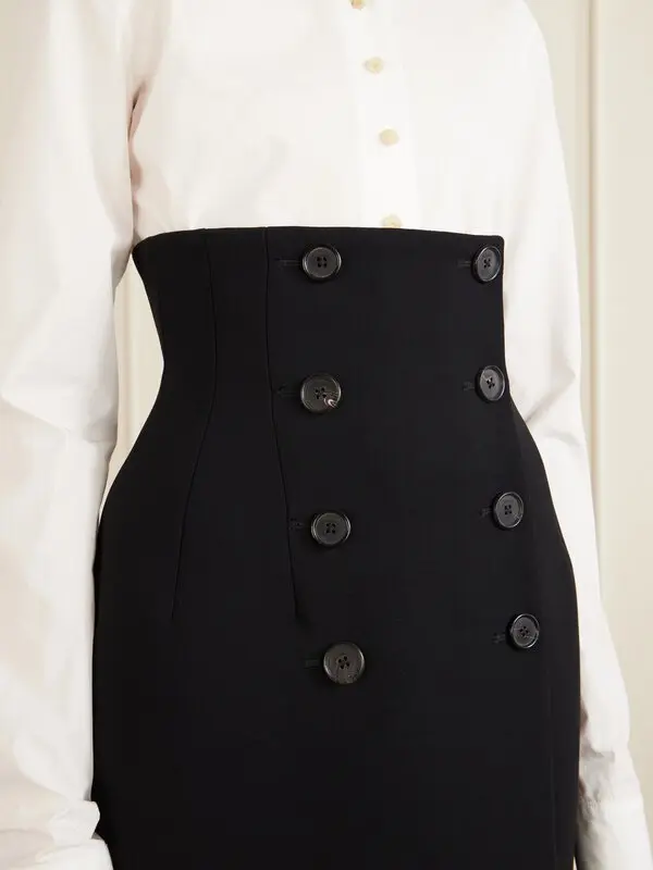 Khaite Luiza Crepe Midi Skirt