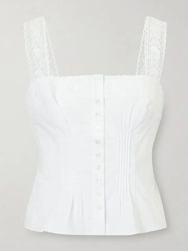 Staud Adolfo Matilde Cotton-blend Tank - White